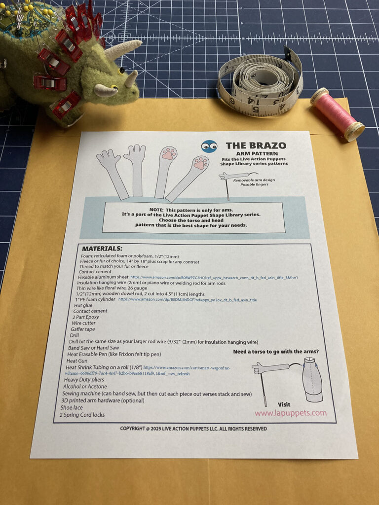 Brazo Arm Pattern – Puppet Patterns & Custom Puppets | LA Puppets